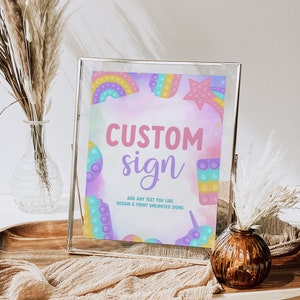 Custom Party Table Sign, Pop It Fidget Toy Editable 8x10 Signage ...