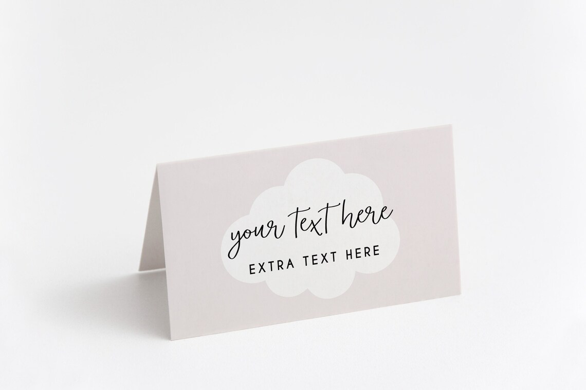 Editable Food Labels, Pink Cloud Food Label Place Card Template, Tent ...