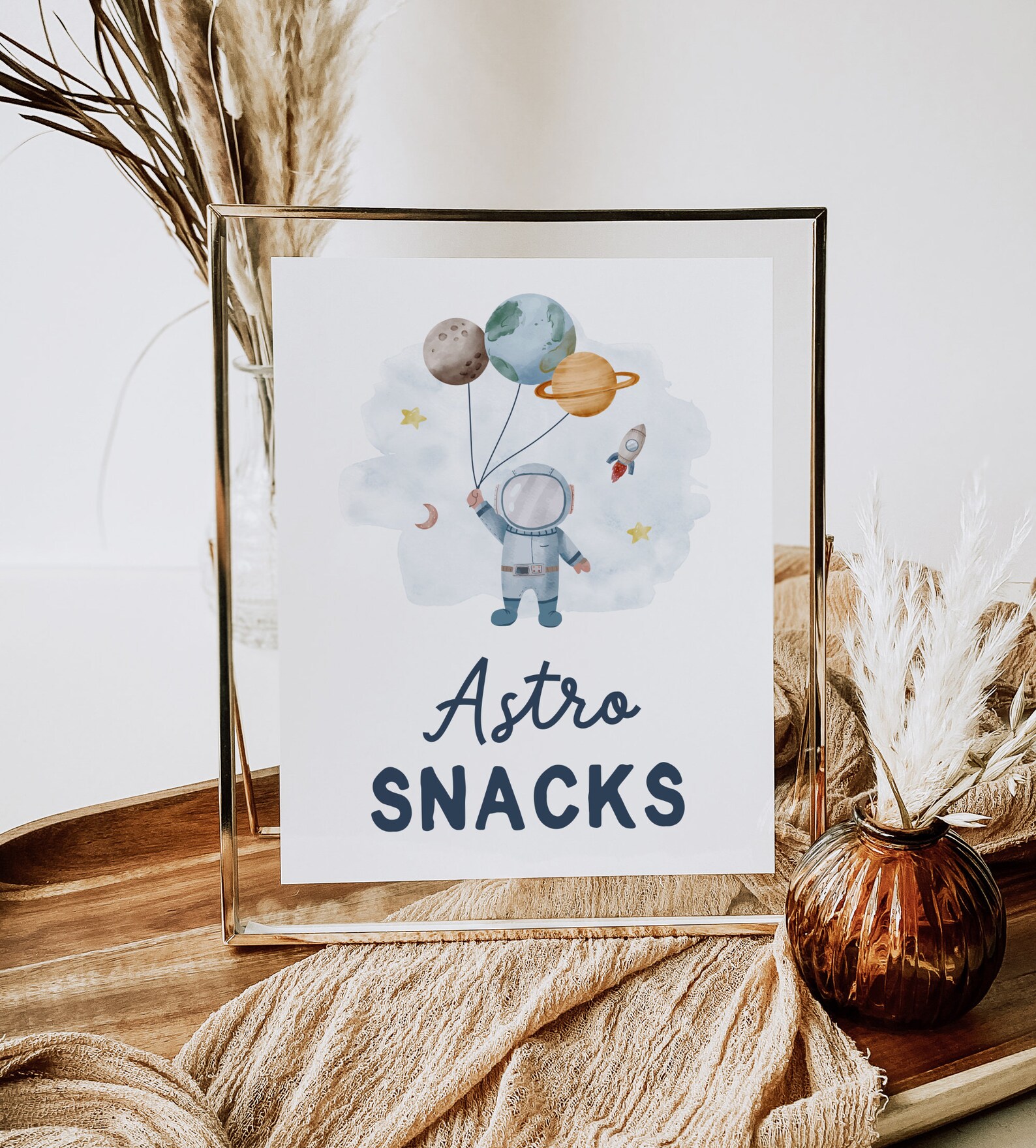 Astro Snacks Space Party Sign Outer Space Birthday Sign Astronaut ...