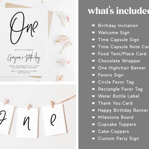 Editable Modern 1st Birthday Invitation Bundle Minimalist First ...