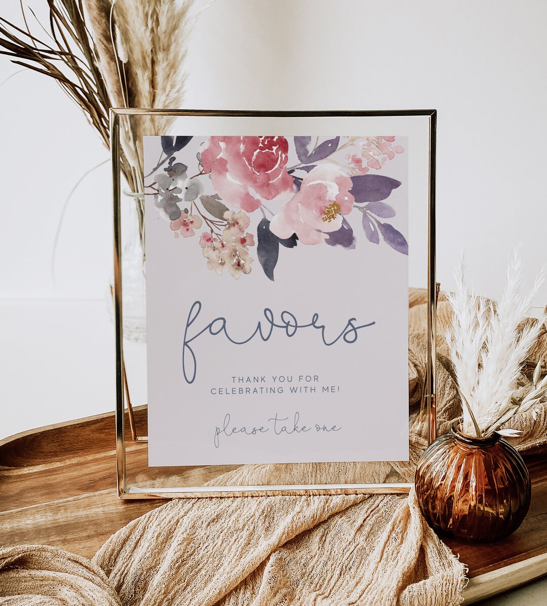 Party Favors Sign Template, Floral Please Take One Sign, Printable Baby ...
