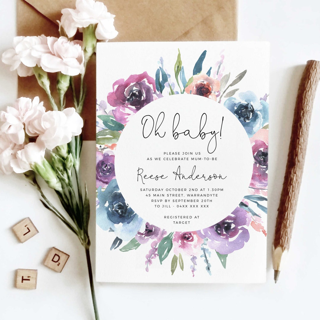 Blush Floral Baby Shower Invitation INSTANT DOWNLOAD Template Its a ...