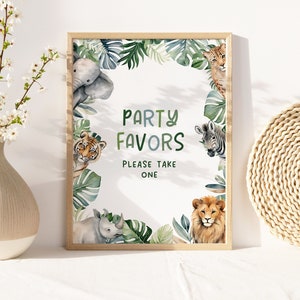 Safari Table Sign Party Favors, 8x10 Editable Printable DIY Jungle ...