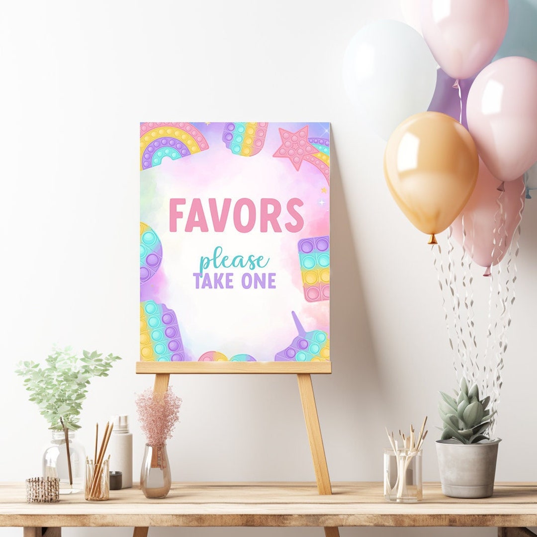 Party Table Sign, Pop It Fidget Toy Favors Sign Printable Instant ...