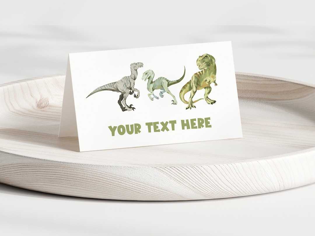 Dinosaur Birthday Party Place Card Editable Template, Printable Instant ...