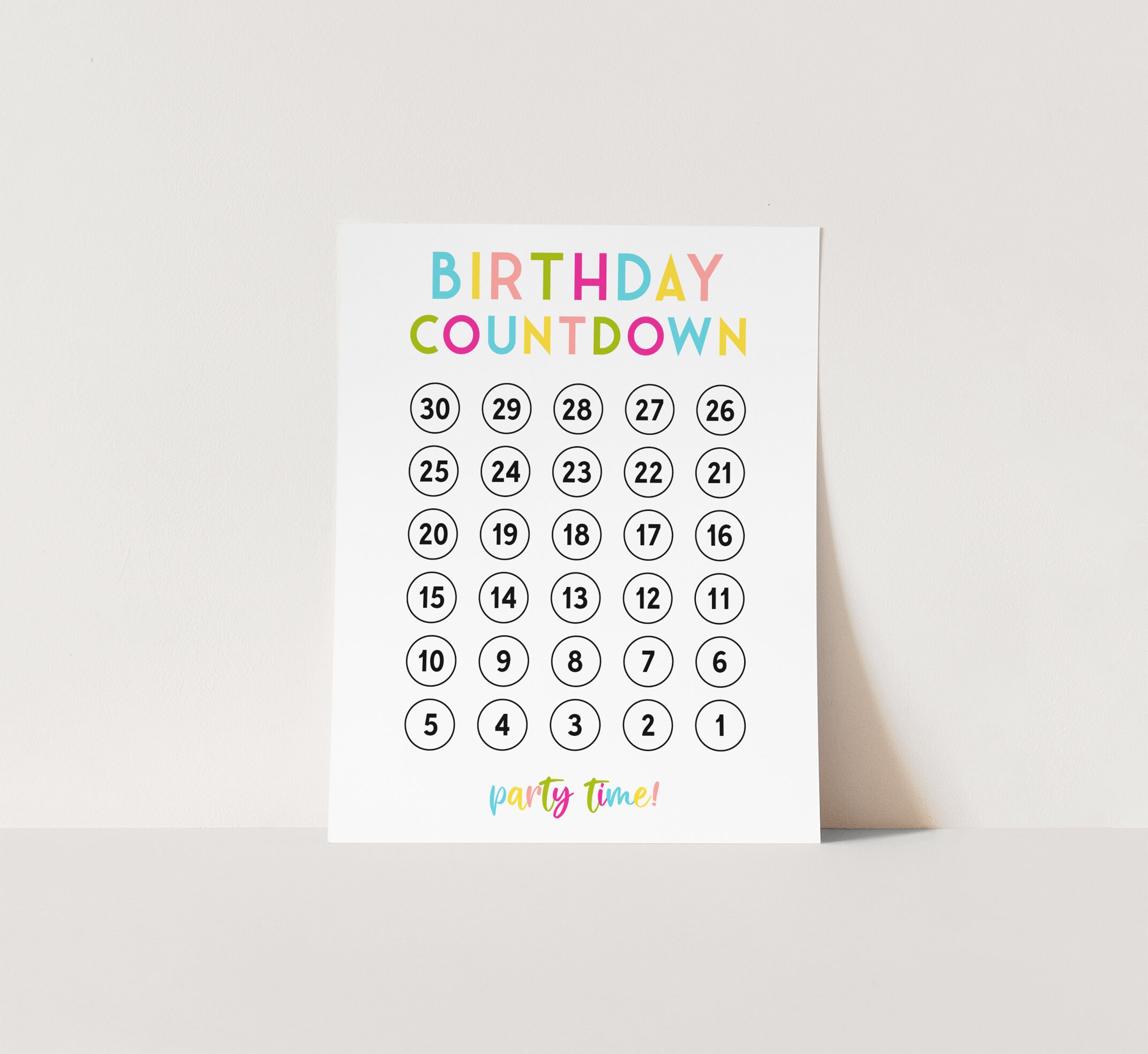 Birthday Countdown Printable Template Kids Bday Countdown - Etsy Australia