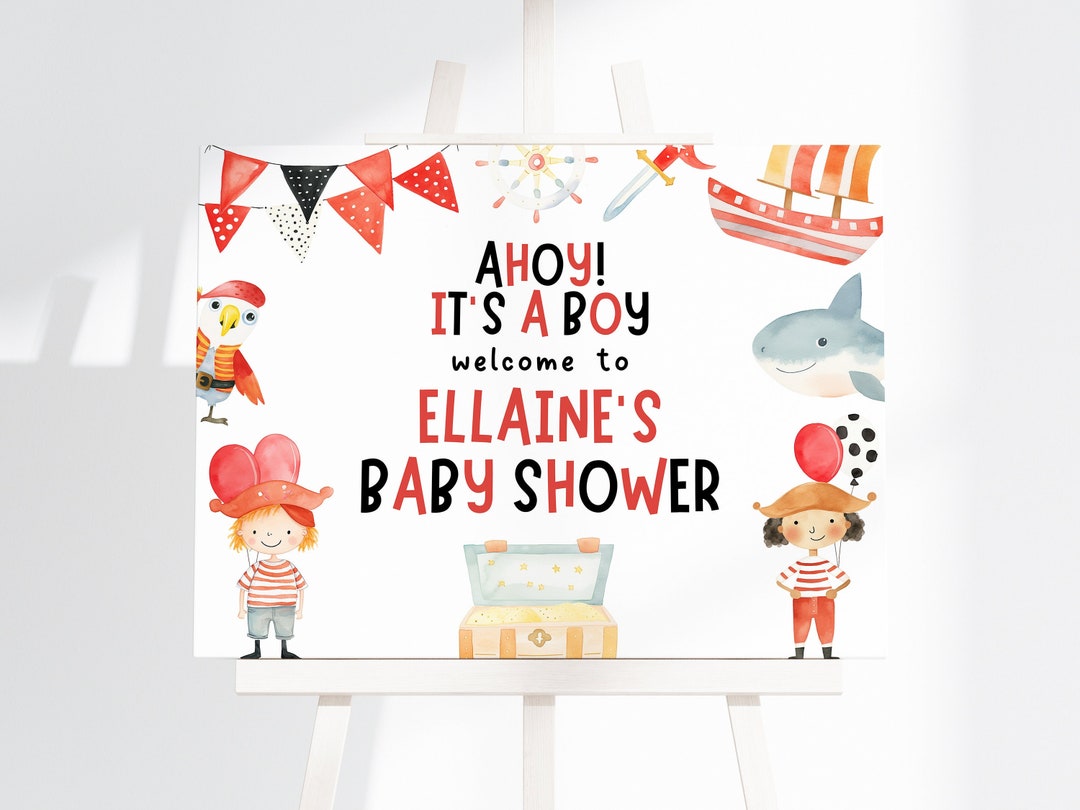 Pirate Welcome Sign, Editable Template Printable Instant Download Baby ...