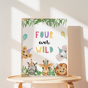 Four Ever Wild by Birthday Sign, Party Animal Safari Birthday Table ...