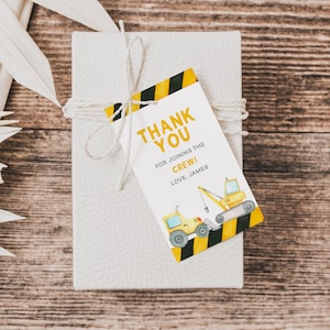 Editable Construction Birthday Party Favor Tags, DIY Party Favor Tags ...