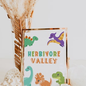 Dinosaur Birthday Party Sign, Herbivore Valley Food Table Sign ...