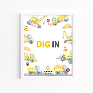 Dig in Construction Birthday Sign, Food Table Sign, Construction Truck ...