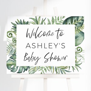 Modern Greenery Baby Shower Welcome Sign Editable Template, Printable ...