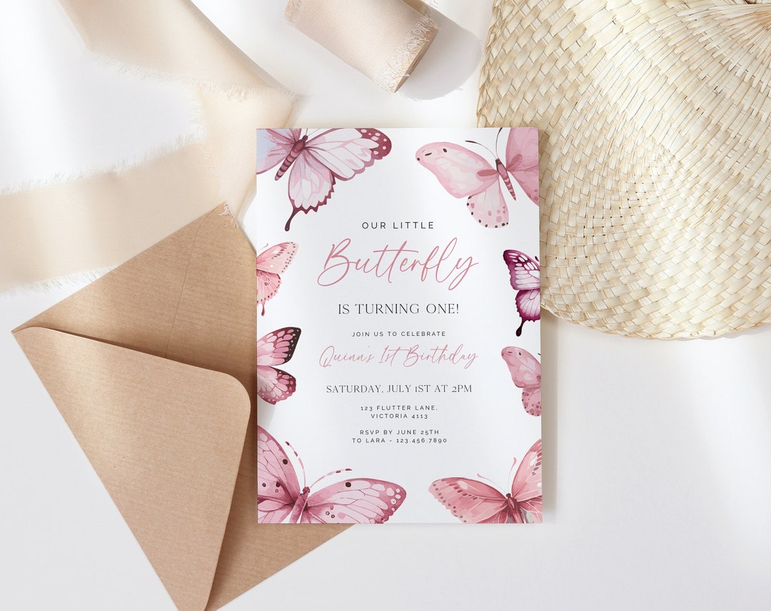 Butterfly Birthday Invitation Template, Our Little Butterfly Printable ...