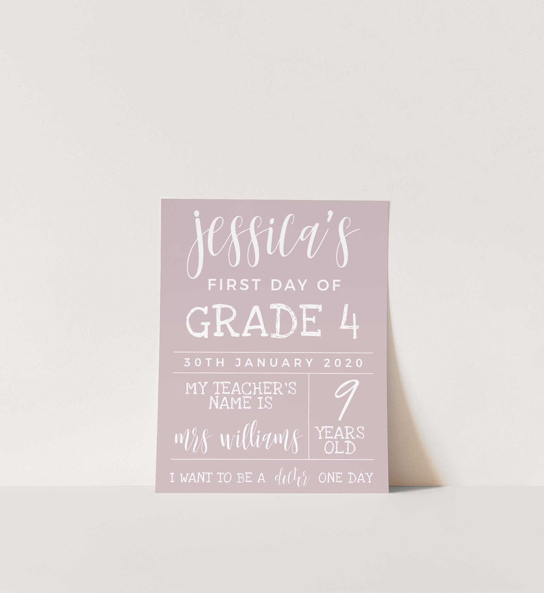 First Day Grade 4 Sign, Printable First Day Sign, Editable Back to ...