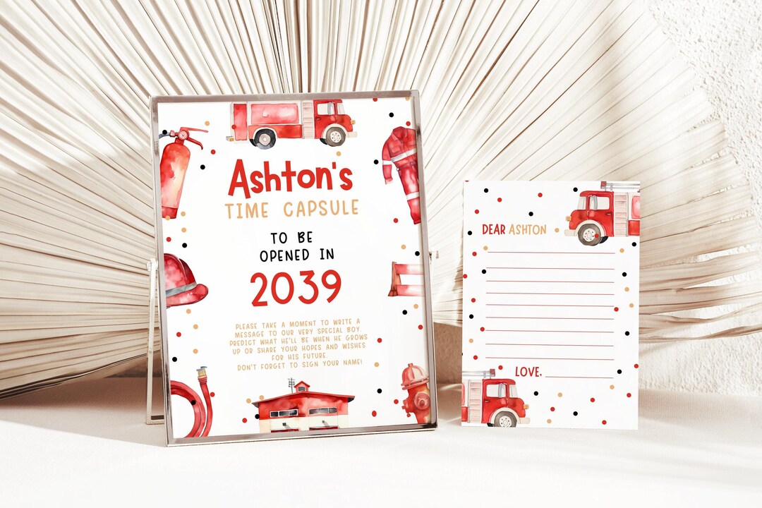 Fireman Time Capsule Editable, Fire Truck Template Printable Instant ...