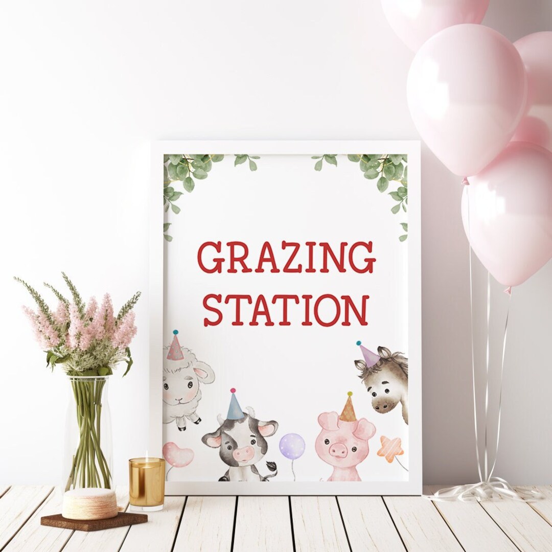8x10 Table Sign Editable Template, Food Grazing Station Barnyard Farm ...