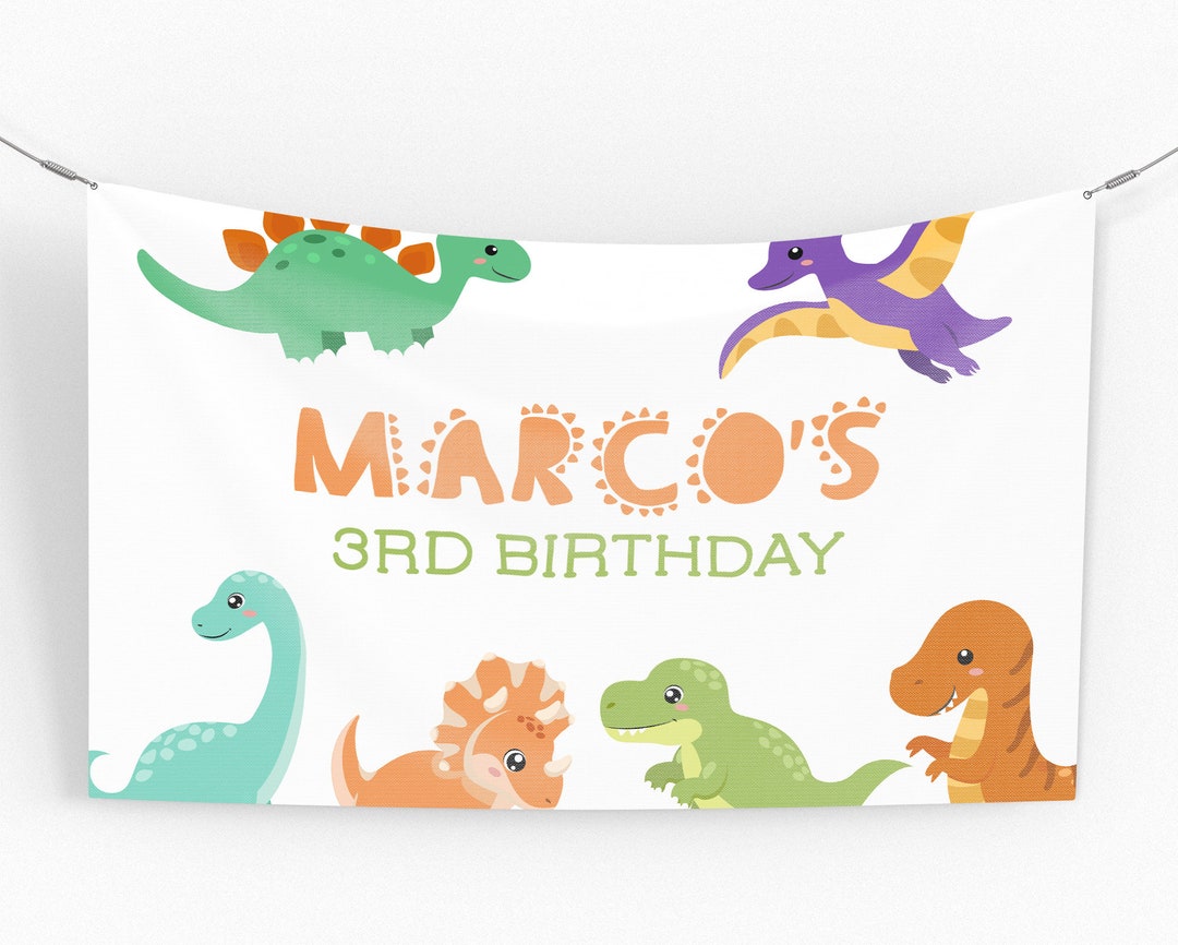 Dinosaur Backdrop Banner, Dinosaur Birthday Party INSTANT DOWNLOAD ...