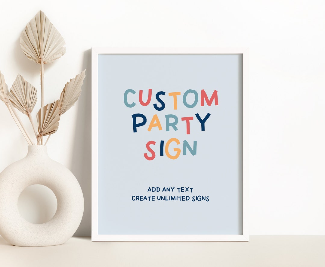 Blue Custom Sign Portrait Rainbow Party Editable Sign Template 8x10 ...