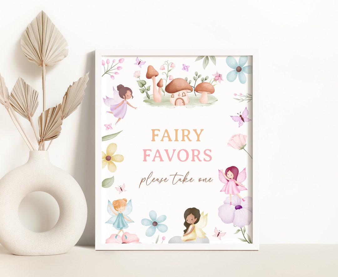 Fairy Party Favors Sign, Enchanted Forest Princess Butterfly Editable ...