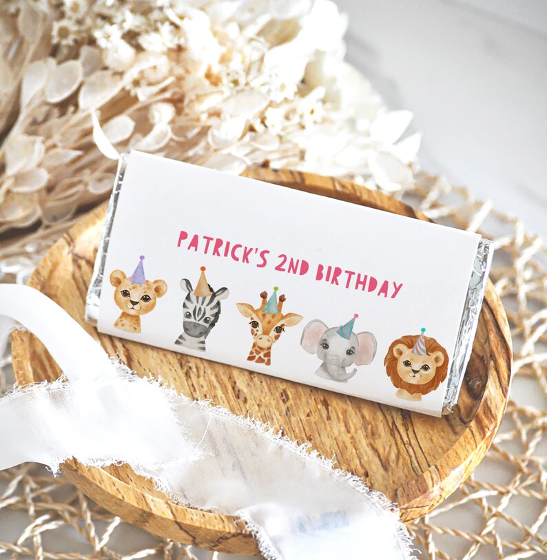 Editable Candy Bar Wrapper Template Party Animals Birthday - Etsy Australia