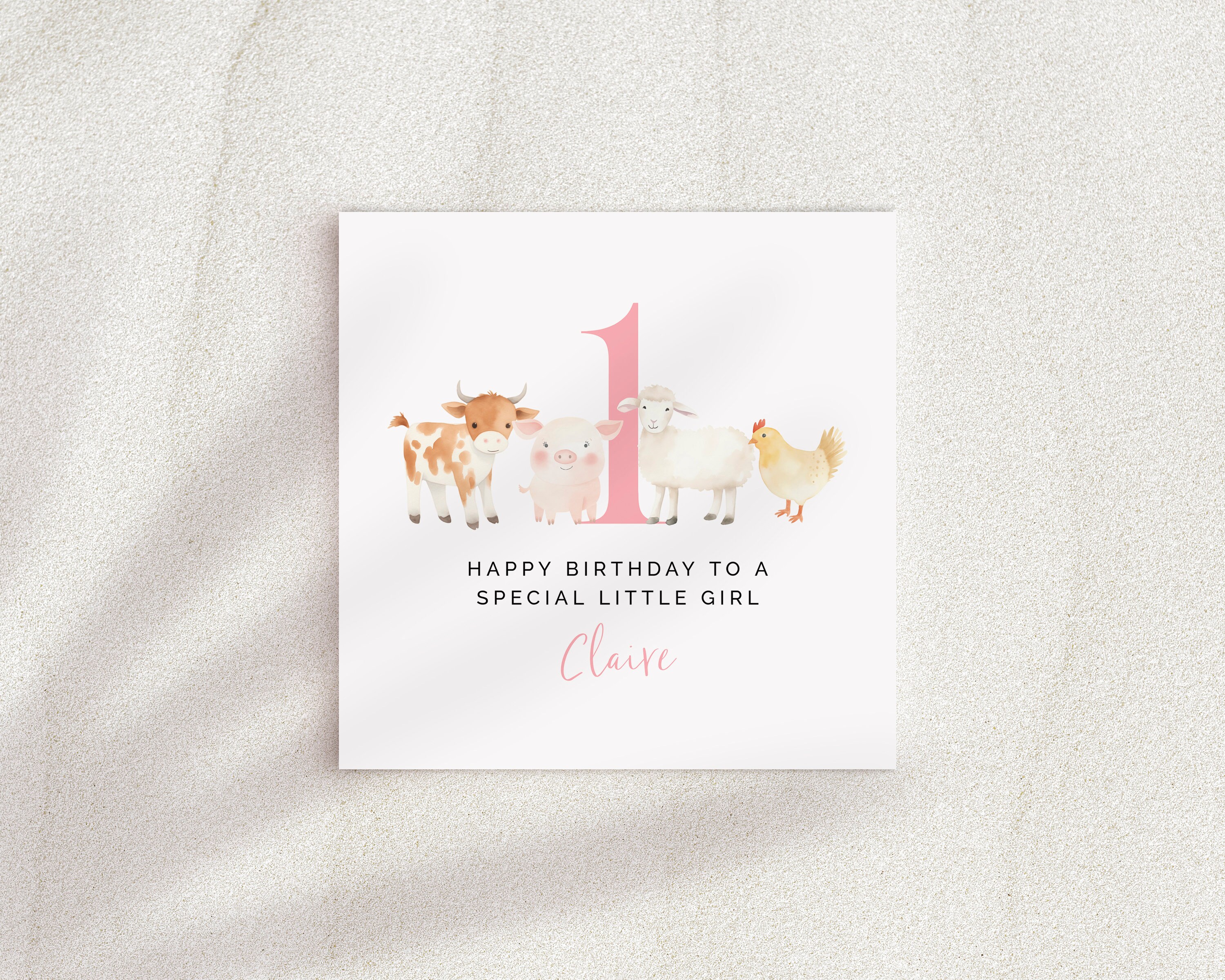 Editable Birthday Card Template, DIY Printable Farm Animal Cow Pig ...