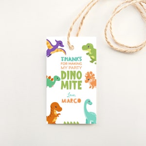 Editable Dinosaur Birthday Favor Tags, Printable Dinosaur Thank You Tag ...