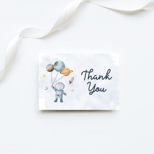 Editable Space Birthday Thank You Card Astronaut Planets to the Moon ...