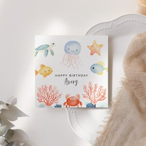 Under the Sea Card Template, DIY Printable Editable Birthday Ocean ...