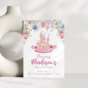 Editable Princess Invitation Template, Printable Princess Birthday ...