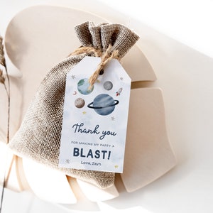 Editable Outer Space Favor Tags Space Birthday Thank You Label ...