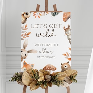 Baby Shower Welcome Sign, Forest Animals DIY Editable Printable Instant ...