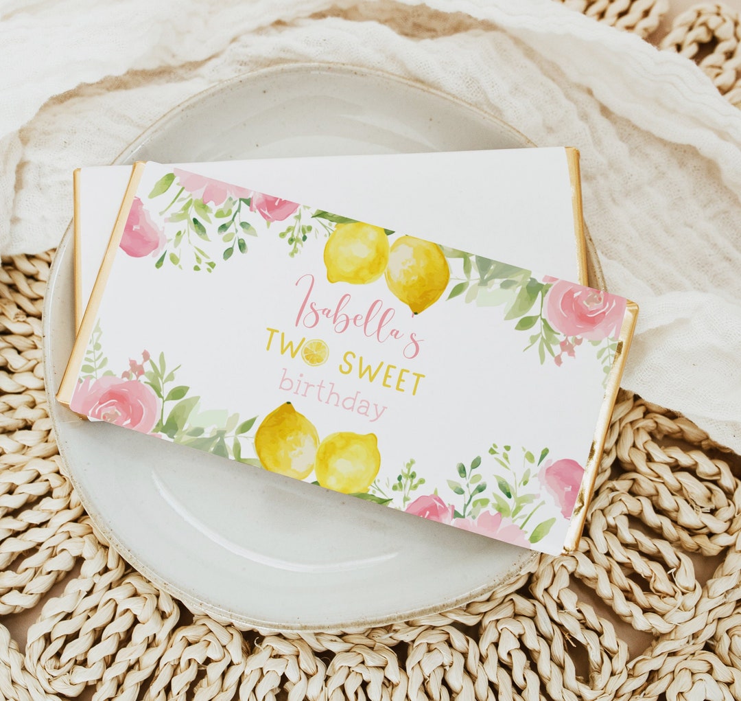 Chocolate Bar Wrapper, Lemon Floral Editable Printable Template Girls ...
