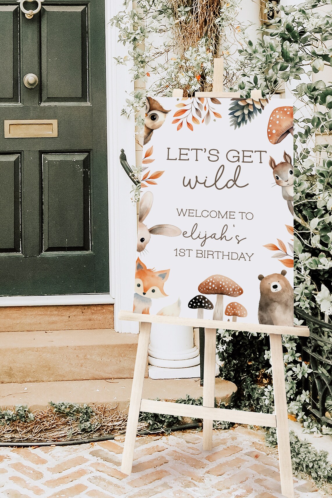 Let's Get Wild Birthday Welcome Sign, Woodland Animals Editable ...