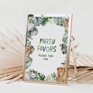 Safari Table Sign Party Favors, 8x10 Editable Printable DIY Jungle ...