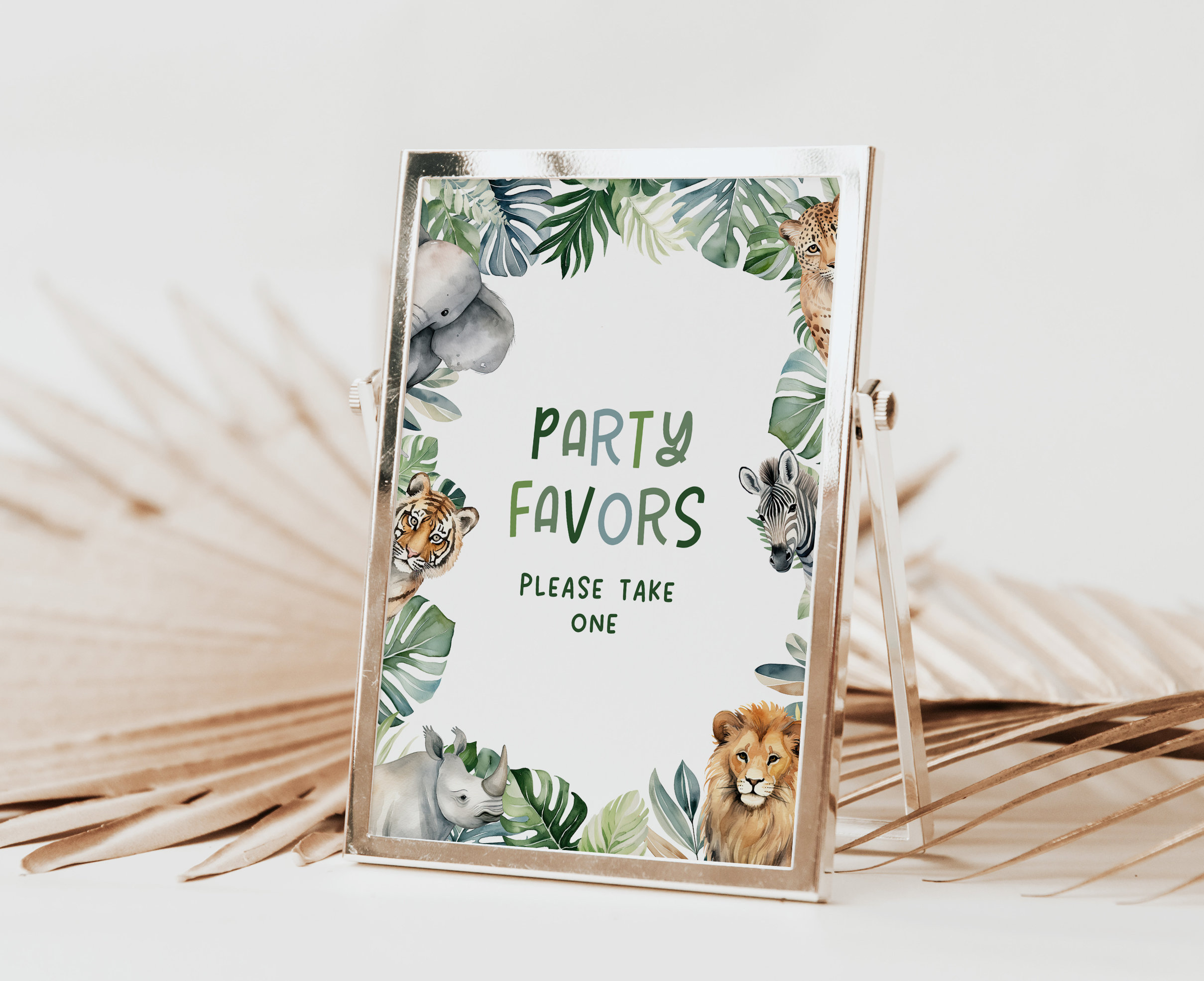 Safari Table Sign Party Favors, 8x10 Editable Printable DIY Jungle ...
