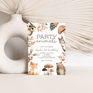 Woodland Animal Birthday Invitation, Editable Forest Friends Template ...