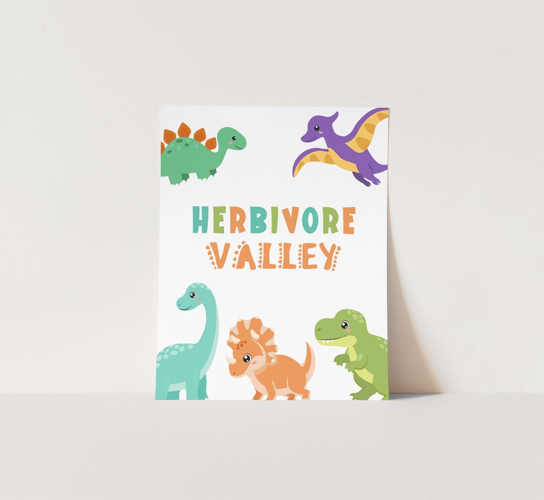 Dinosaur Birthday Party Sign, Herbivore Valley Food Table Sign ...