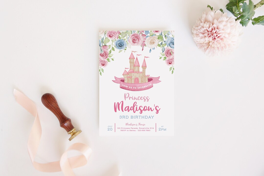 Editable Princess Invitation Template, Printable Princess Birthday ...