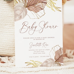 Modern Boho Baby Shower Invitation Editable Template, Printable Instant ...
