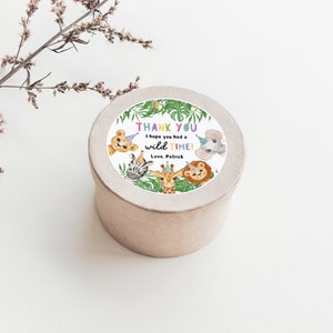 Editable Party Animals Favor Tags, Girl or Boy Wild One Safari Animals ...