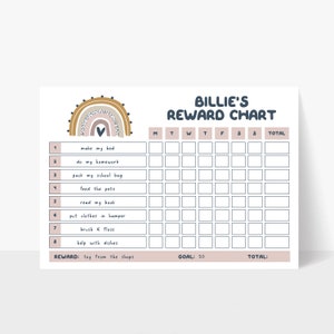 EDITABLE Rainbow Reward Chart Template, Daily Chore Chart Printable ...