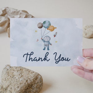 Editable Space Birthday Thank You Card Astronaut Planets to the Moon ...