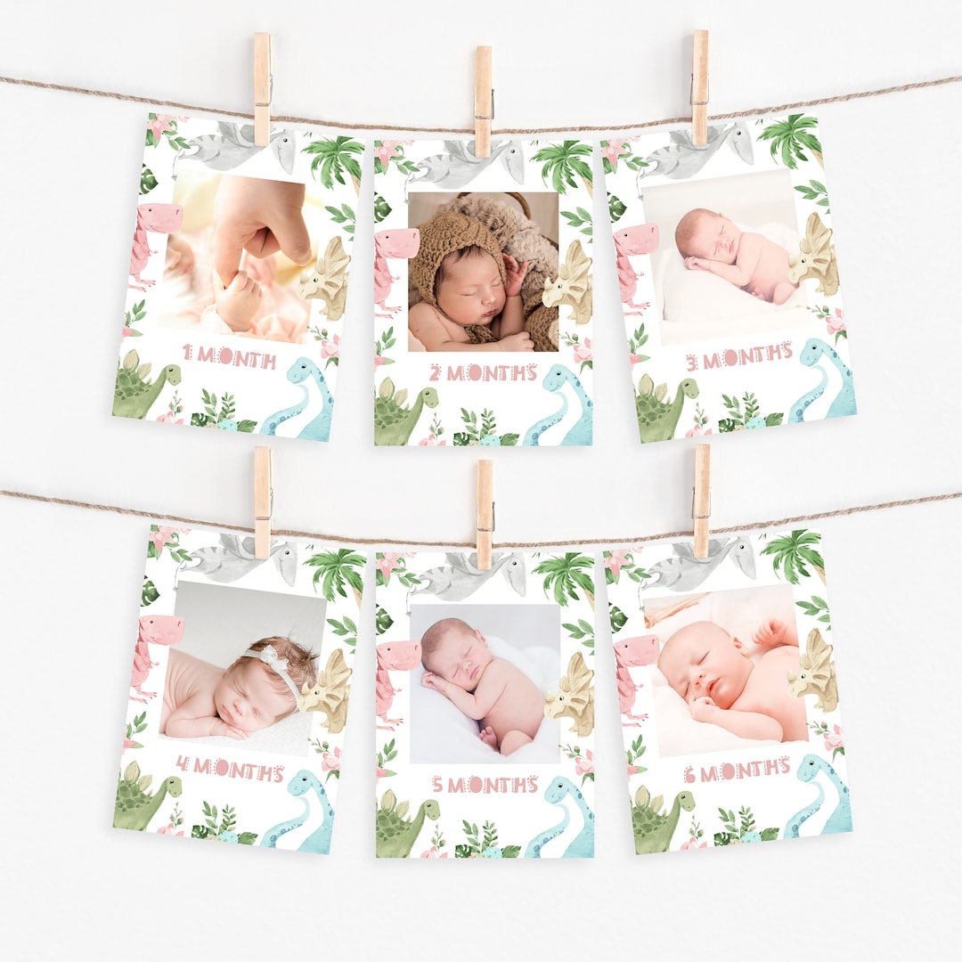 Dinosaur Milestone Photo Banner, Jurassic Jungle T-rex Editable Instant ...