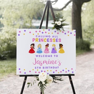 Editable Welcome Sign for Kids - Princess Colorful DIY Printable ...