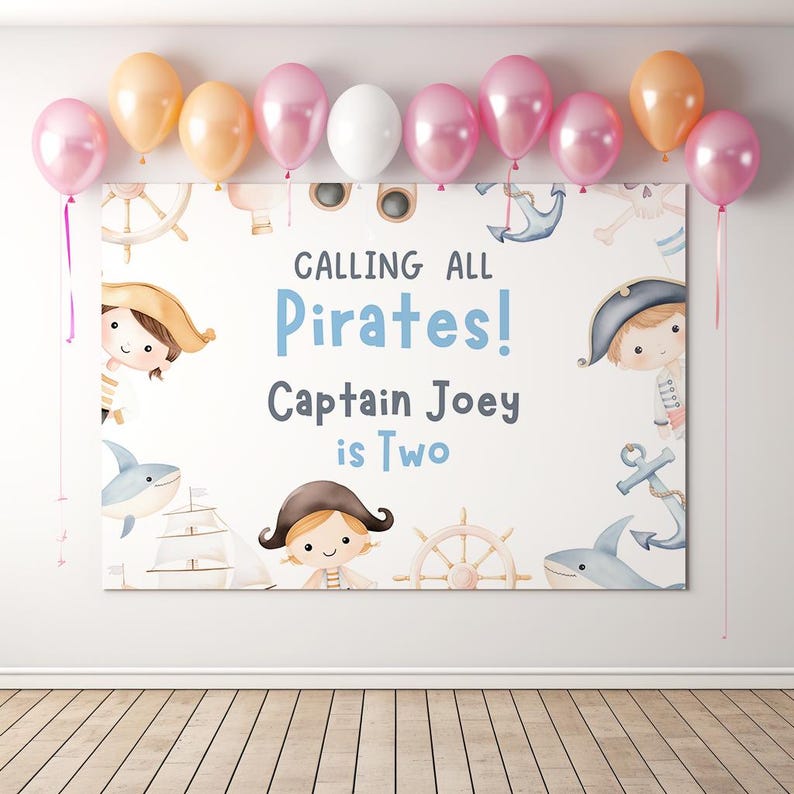 Pirate Backdrop Banner, Editable Template Printable Instant Download ...
