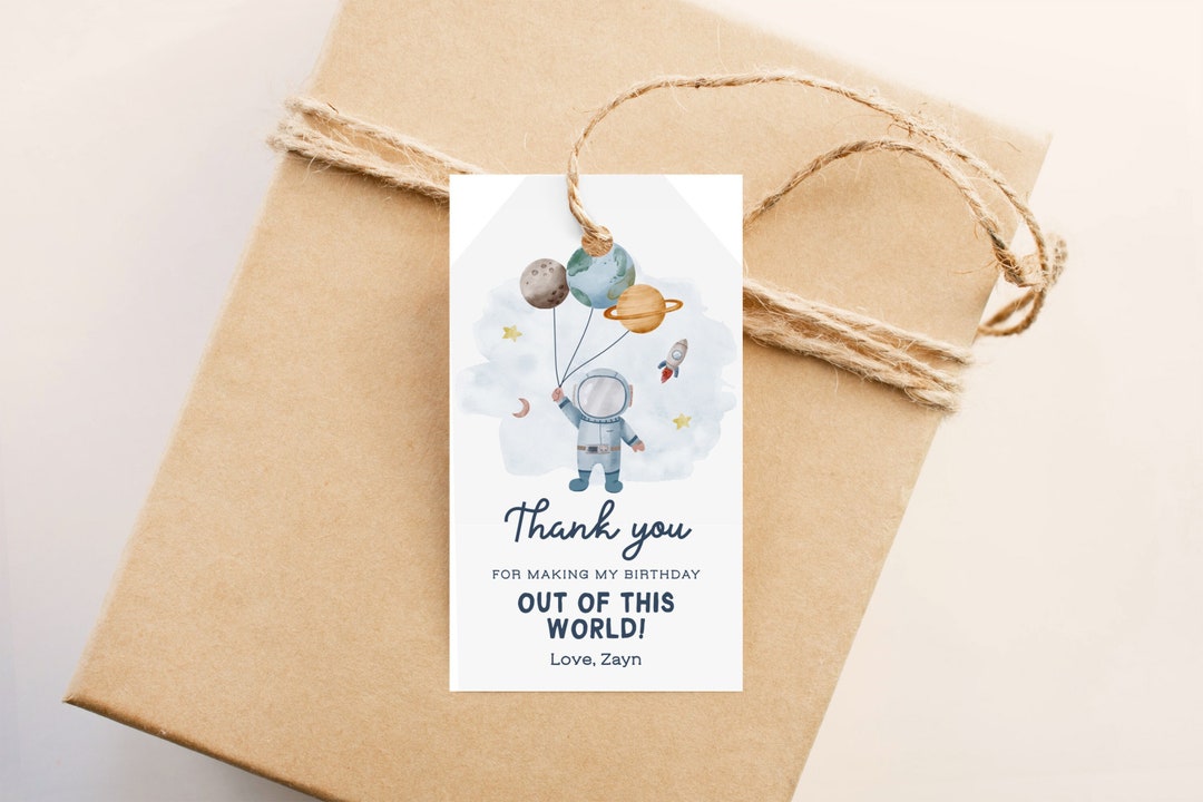 Editable Outer Space Favor Tags Space Birthday Thank You Label ...