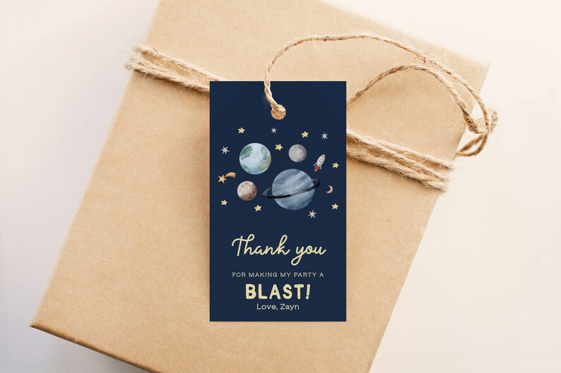 Editable Outer Space Favor Tags Space Birthday Thank You Label ...