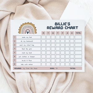 EDITABLE Rainbow Reward Chart Template, Daily Chore Chart Printable ...