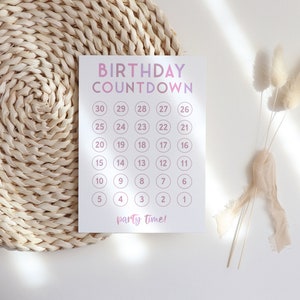 Birthday Countdown Printable Template, Kids Bday Party Countdown, Pink ...