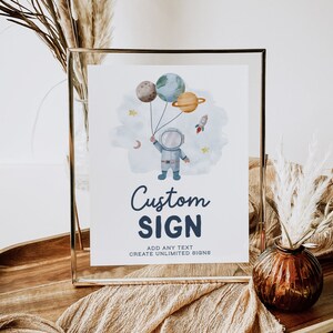 Editable Space Birthday Party Sign Astronaut Galaxy Planet Outer Space ...